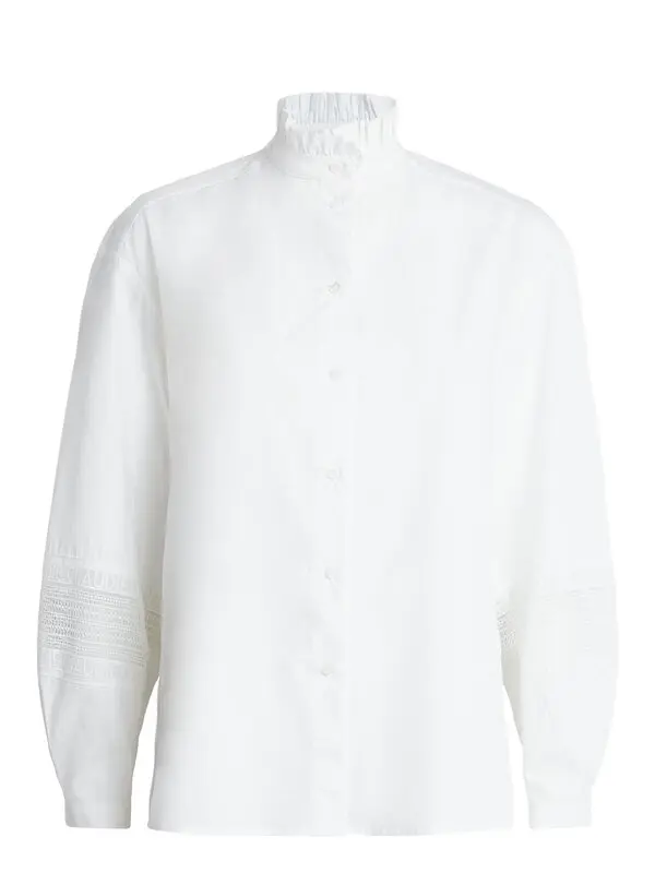 Claudie Pierlot Cotton Broderie Anglaise-trim Shirt - Neutral