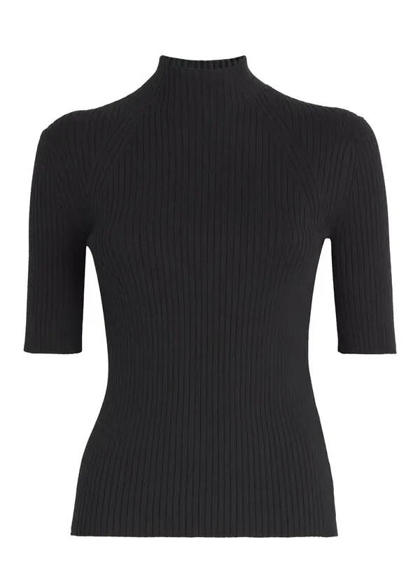 Maje Ribbed High-neck Top - Black