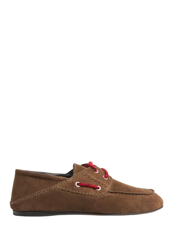 Sandro Suede Boat Shoes - Brown
