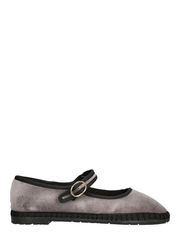 FLABELUS Velvet Brida Mary Jane Flats - Grey