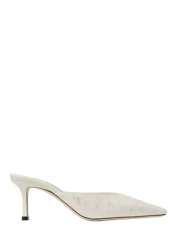 JIMMY CHOO Vivi 65 Ostrich Mules - White