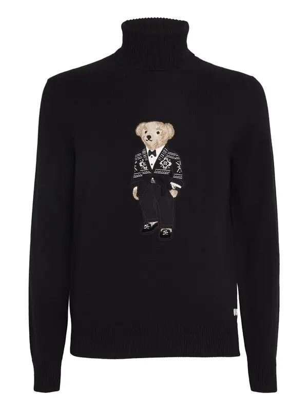 Ralph Lauren Purple Label Rollneck Polo Bear Sweater - Black