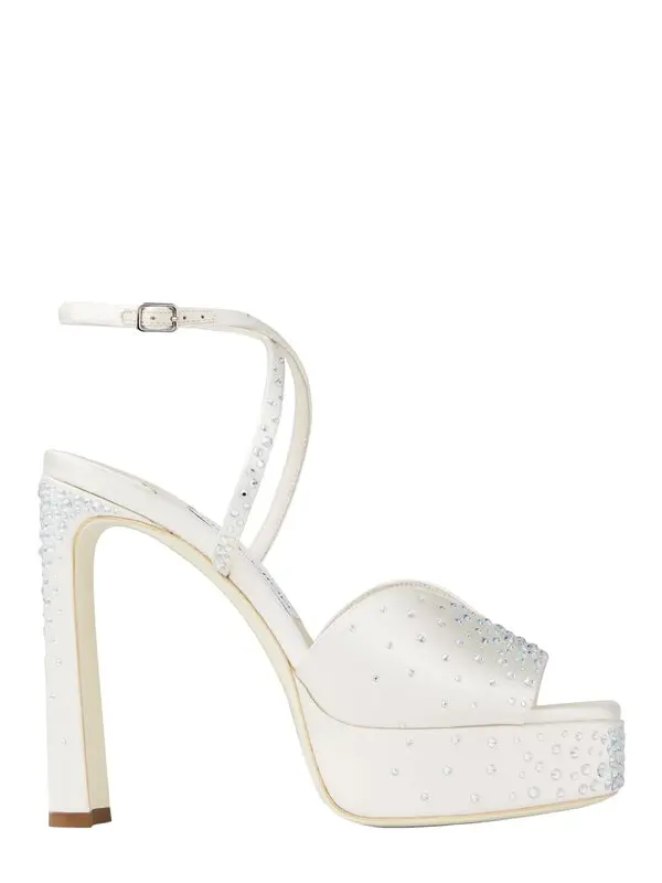 JIMMY CHOO Karli 125 Satin Platform Sandals - Ivory