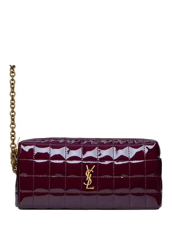 Saint Laurent Monogram Pouch With Chain - Red