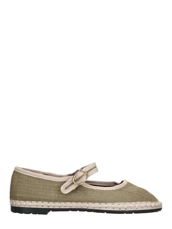 FLABELUS Linen Ishmael Mary Janes - Green