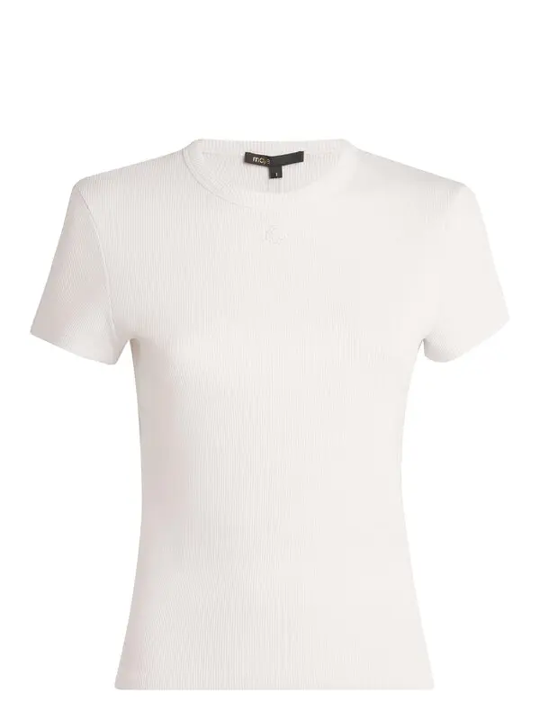 Maje Stretch-cotton Ribbed T-shirt - White