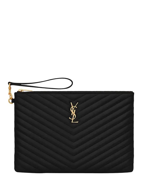 Saint Laurent Monogram Matelassé Tablet Pouch - Black