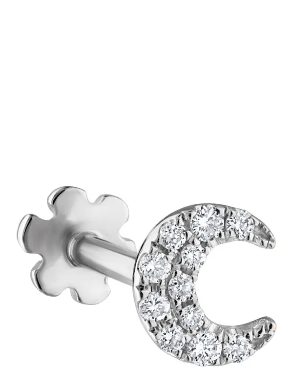 MARIA TASH Diamond Celestial Moon Stud Earring - White
