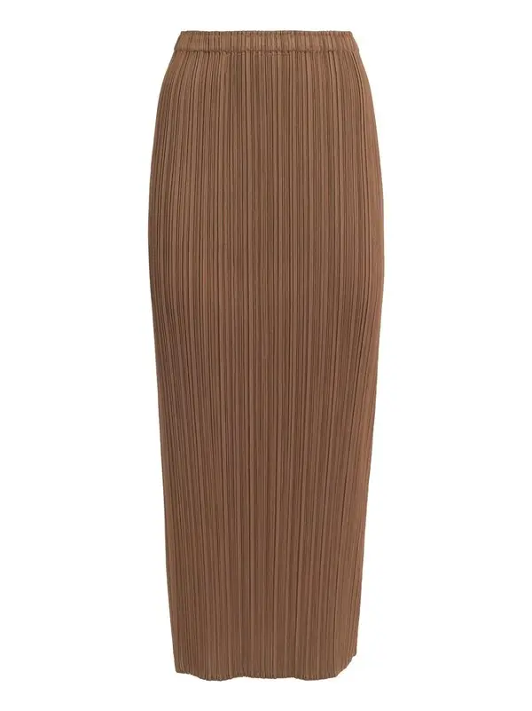 Issey Miyake Pleated Maxi Skirt - Brown