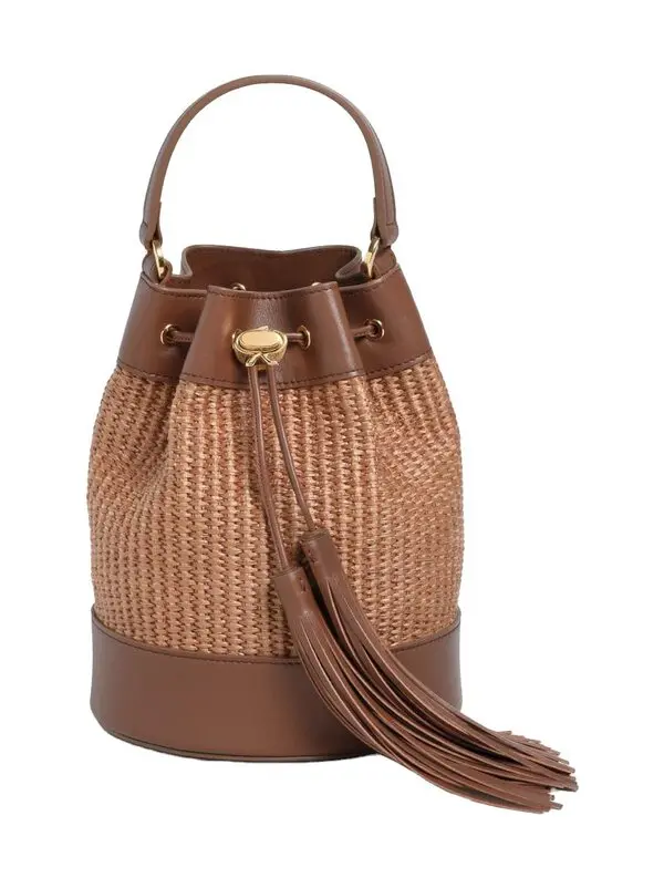 GIANVITO ROSSI Sienna Bucket Bag - Brown Raffia And Leather