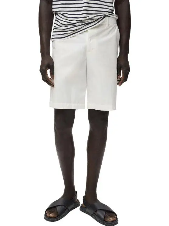 Mango Cotton Bermuda Shorts - White