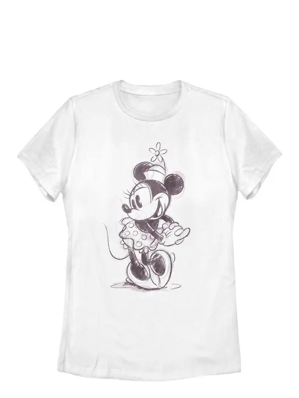 MICKEY & FRIENDS Minnie Mouse Vintage Sketch Graphic T-shirt - White