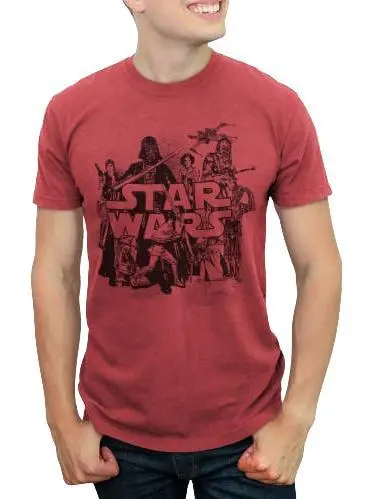 STAR WARS Retro Favorites Collage Graphic T-shirt - Red Heather