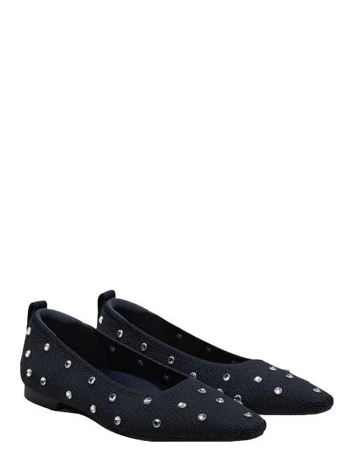 Vivaia Square-toe Flats - Navy Rhinestone