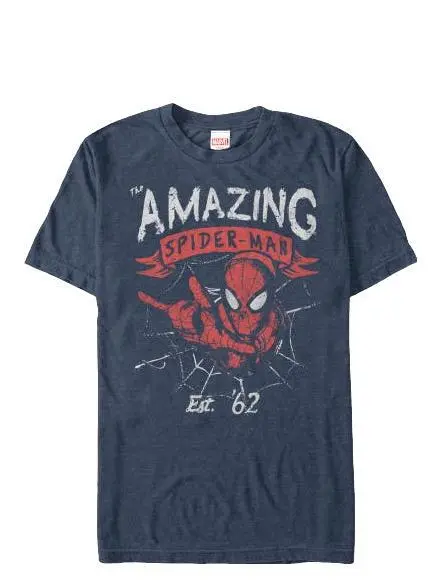 MARVEL Spider-man Est 62 Graphic T-shirt - Navy Blue Heather