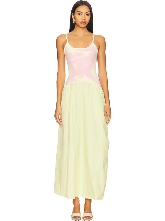 Ph5 Ivy Mixed Media Maxi Dress - Lemon Sorbet