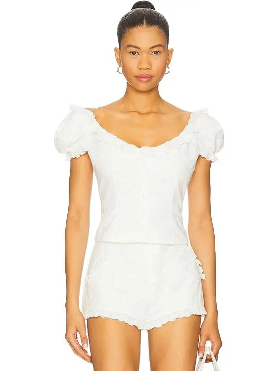 MIRROR PALAIS Love Letter Eyelet Top - Ivory