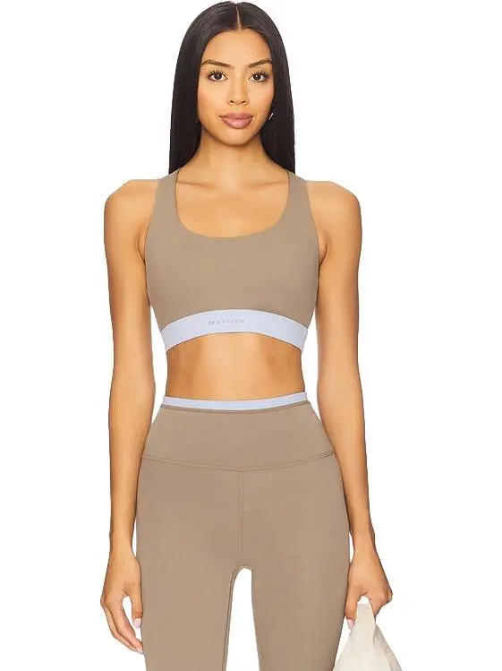 P.E Nation Frequency Sports Bra In Taupe - Fawn & Dusty Blue