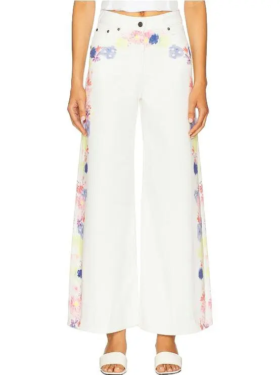 MSGM Printed Wide Leg Pants - White