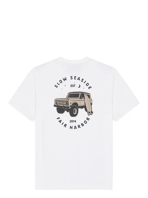FAIR HARBOR Kismet Graphic Tee In White - White Slow Seaside Bronco