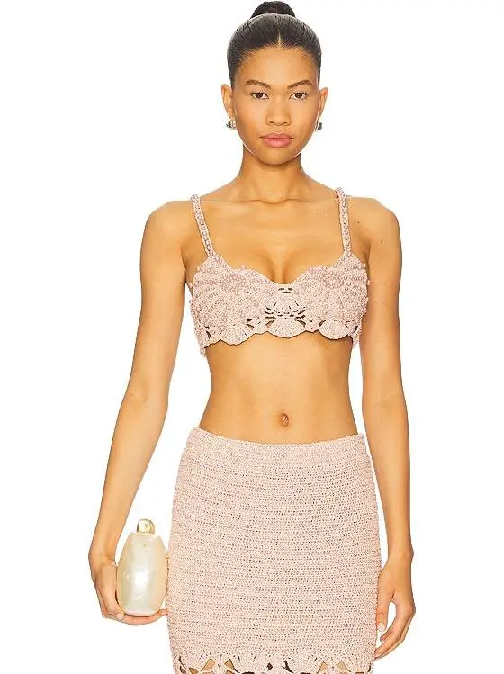 Retrofete Bellini Crochet Top - Metallic Peche