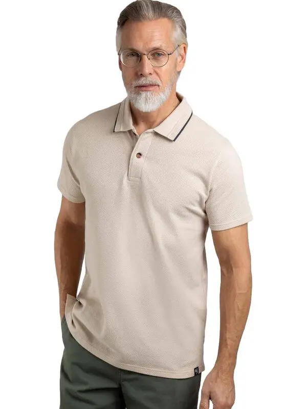 WEIRD FISH Powell Textured Polo Shirt - String