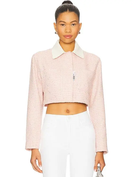 Gcds Tweed Crop Jacket - Baby Pink