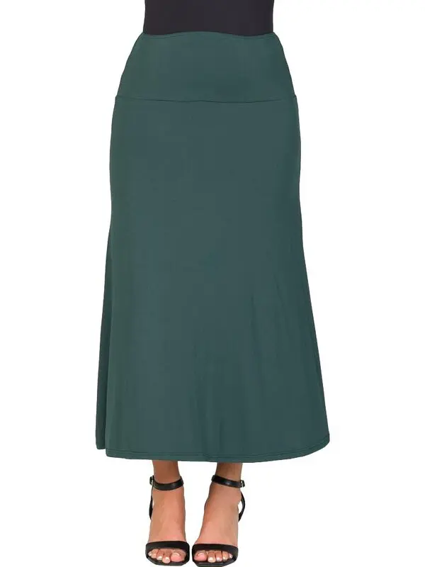 24SEVEN COMFORT APPAREL Maternity Elastic Waist Maxi Skirt - Hunter