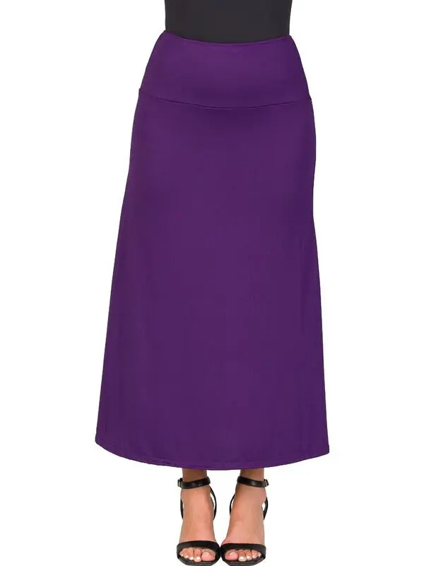 24SEVEN COMFORT APPAREL Maternity Elastic Waist Maxi Skirt - Purple