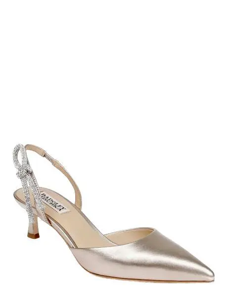 Badgley Mischka Gentry Slingback Kitten Heel Pumps - Champagne Leather