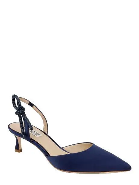 Badgley Mischka Gentry Slingback Kitten Heel Pumps - Midnight Satin