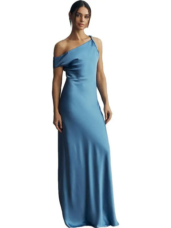 Bhldn Sienna Off-the-shoulder Satin Maxi Dress - Vivid Blue