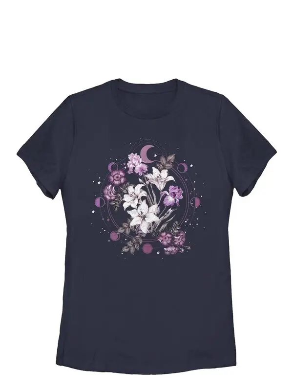 LOST GODS Floral Moon Graphic T-shirt - Navy Blue