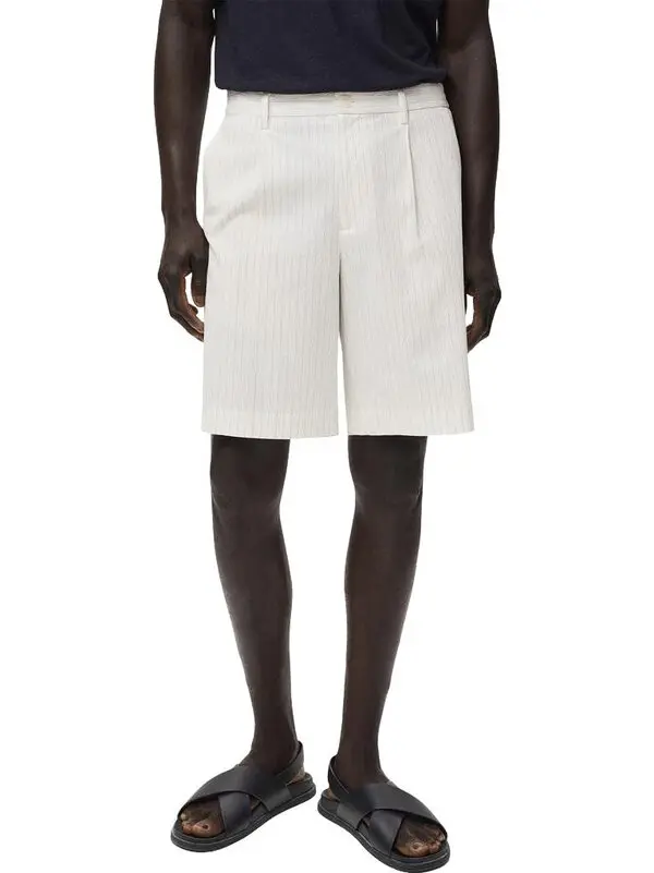 Mango Slim Fit Stretch Cotton Chino Shorts - Off White