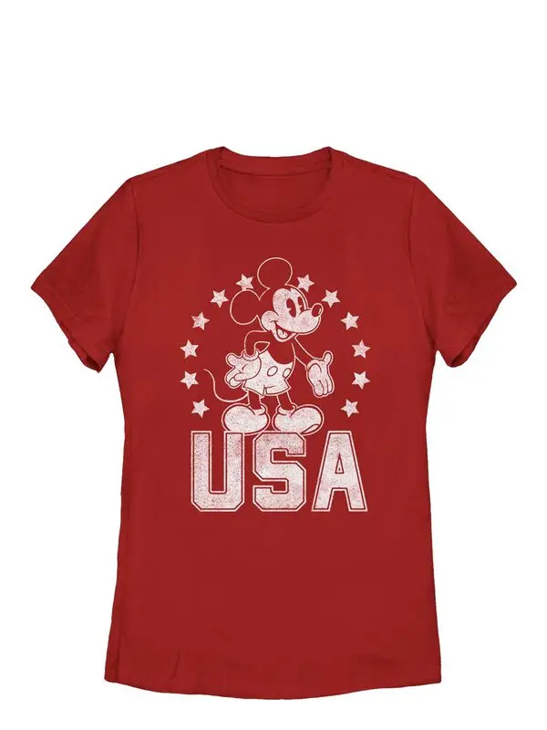 MICKEY & FRIENDS Retro Usa Graphic T-shirt - Red