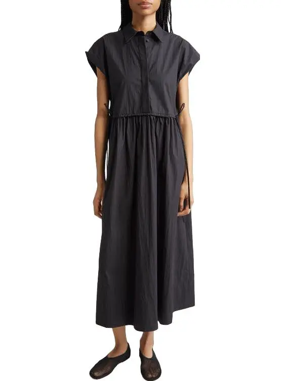 Lafayette 148 New York Gathered Waist Shirtdress - Black