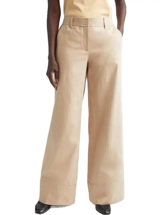Lafayette 148 New York Charles Cotton & Linen Wide Leg Pants - Natural