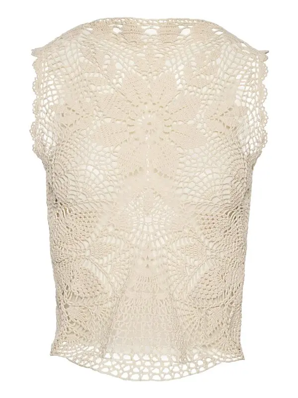 Magda Butrym Crocheted Cotton Top - Ivory