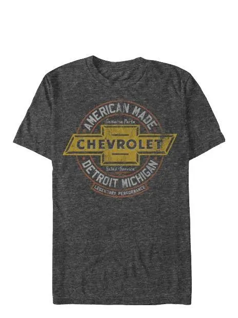 GENERAL MOTORS American Made Distressed Logo Graphic T-shirt - Charcoal Heather
