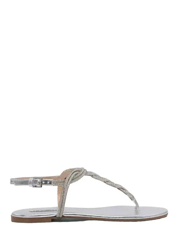 NINALILOU Braided Leather Sandals - Silver