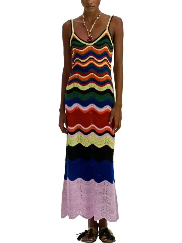 La DoubleJ Wave-pattern Knitted Maxi Dress - Black