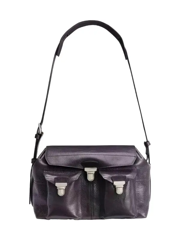 LEMAIRE Medium Gear Leather Shoulder Bag - Black