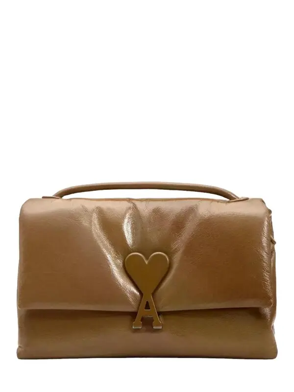 AMI Paris De Coeur Monogram Shoulder Bag - Brown