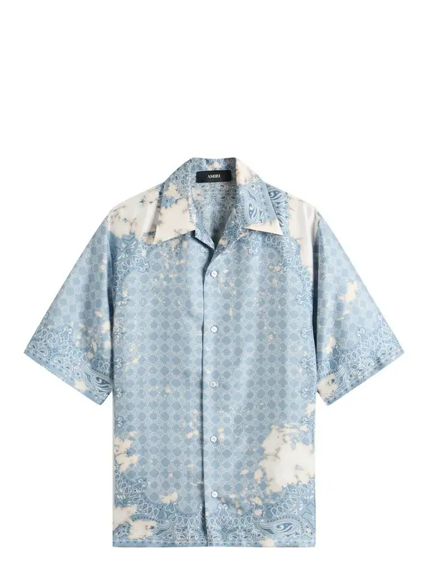 Amiri Bleach Bandana Bowling Shirt - Ashley Blue