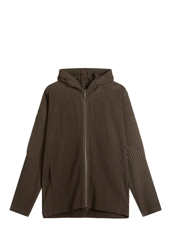 Issey Miyake Pleated Zip Jacket - Mud Brown