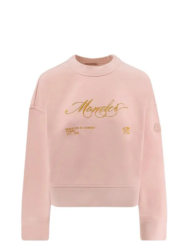 Moncler Cotton Crewneck Sweatshirt With Logo - Pink
