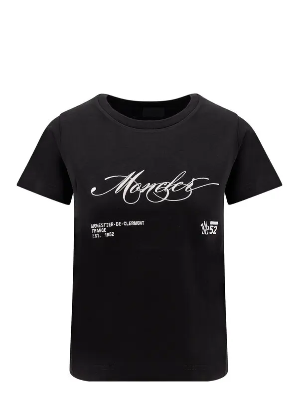 Moncler Cotton T-shirt With Embroidery - Black