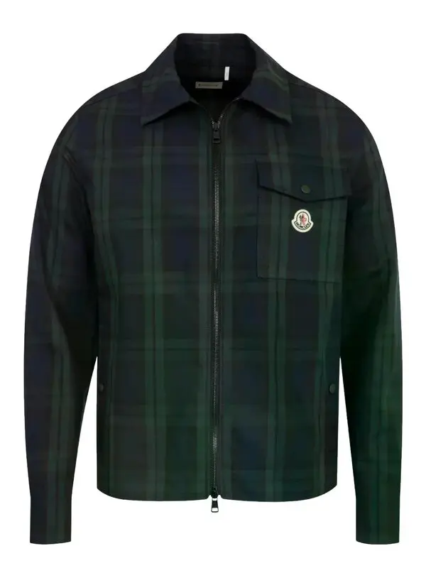 Moncler Plaid Zip-up Shirt Jacket - Blue