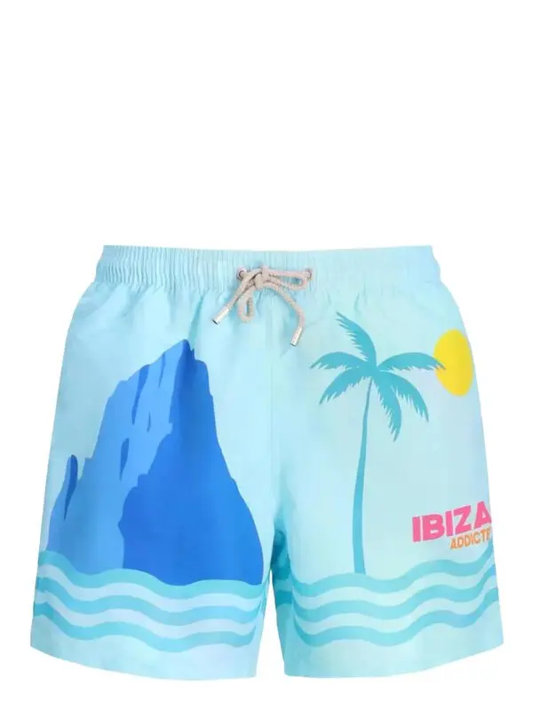 MC2 SAINT BARTH Graphic-print Swim Shorts - Blue