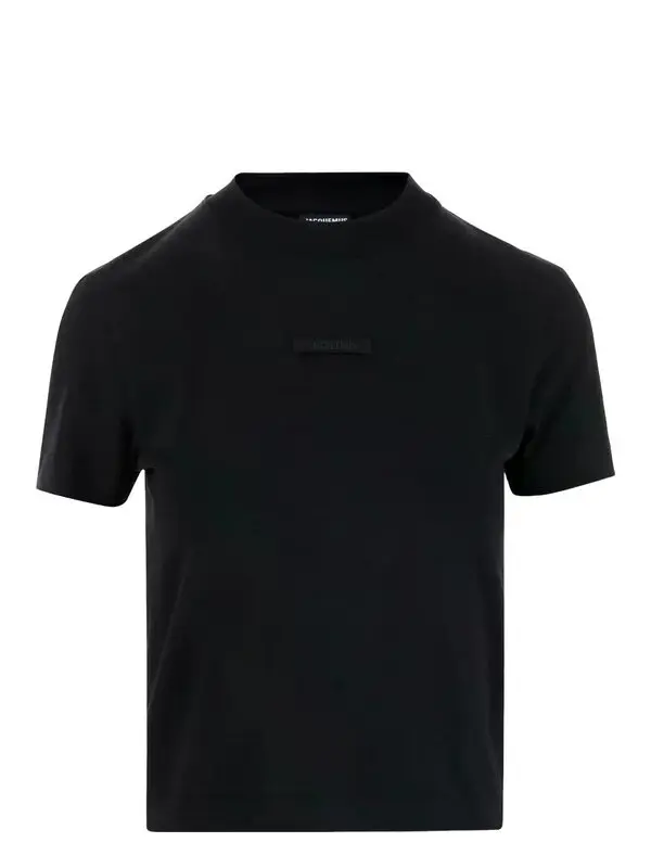 Jacquemus Grosgrain Logo-detail Crewneck T-shirt - Black